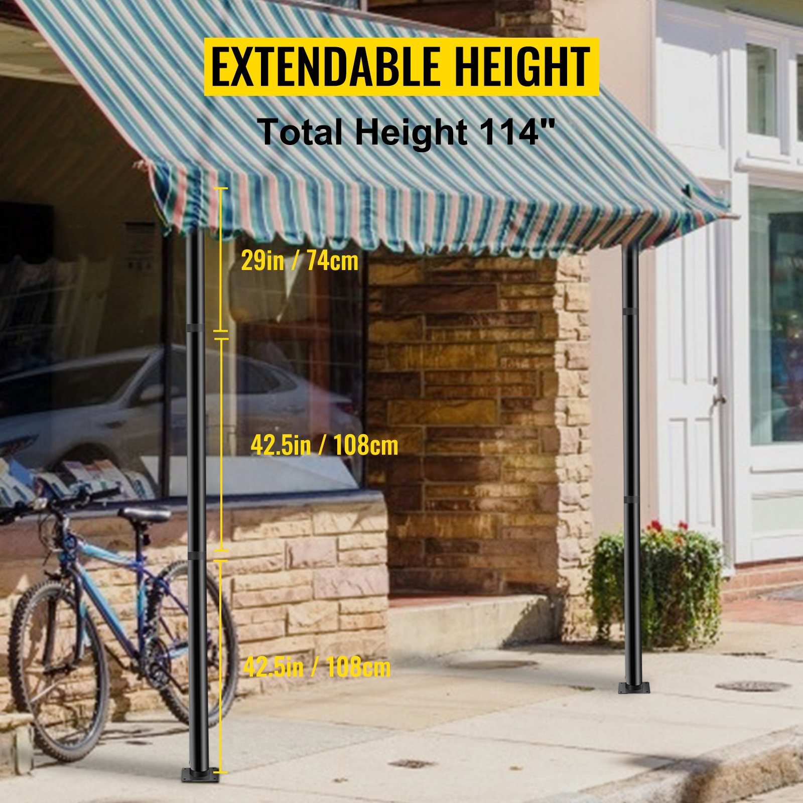 VEVOR Sun Shade Post, 114" Shade Sail Post, 3" Diameter Sail Pole ...