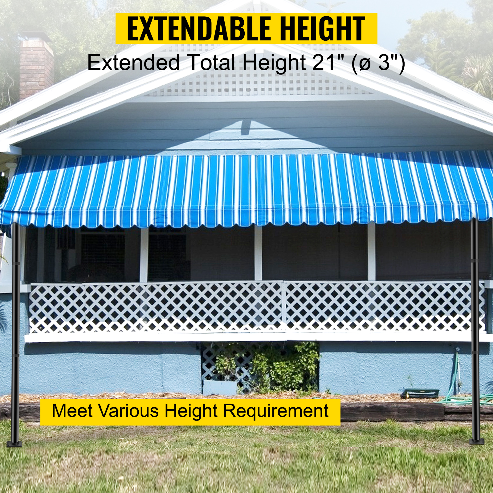 VEVOR Sail Pole Extension, 21" Height Shade Pole Extension, 3" Diameter ...