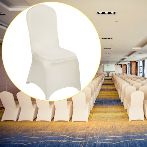 VEVOR 100 PCS Ivory Chair Covers Polyester Spandex Chair Cover Stretch ...