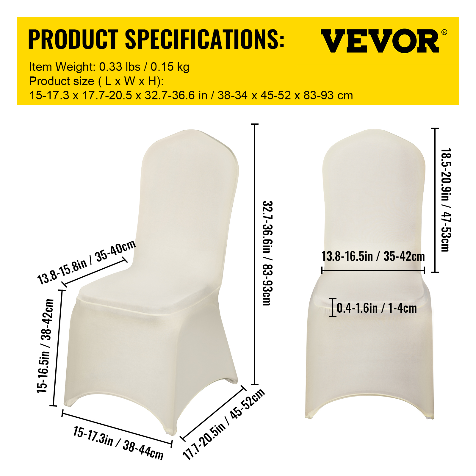 100 Pcs Ivory Chair Covers Polyester Spandex Stretch Slipcovers Wedding ...