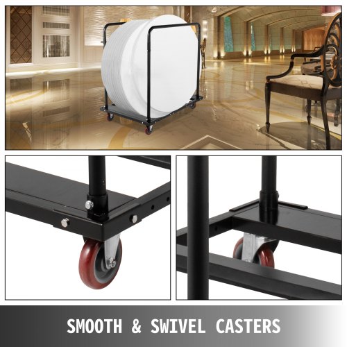60'' Round Folding Table Dolly Cart Storage Party Event Rental ...
