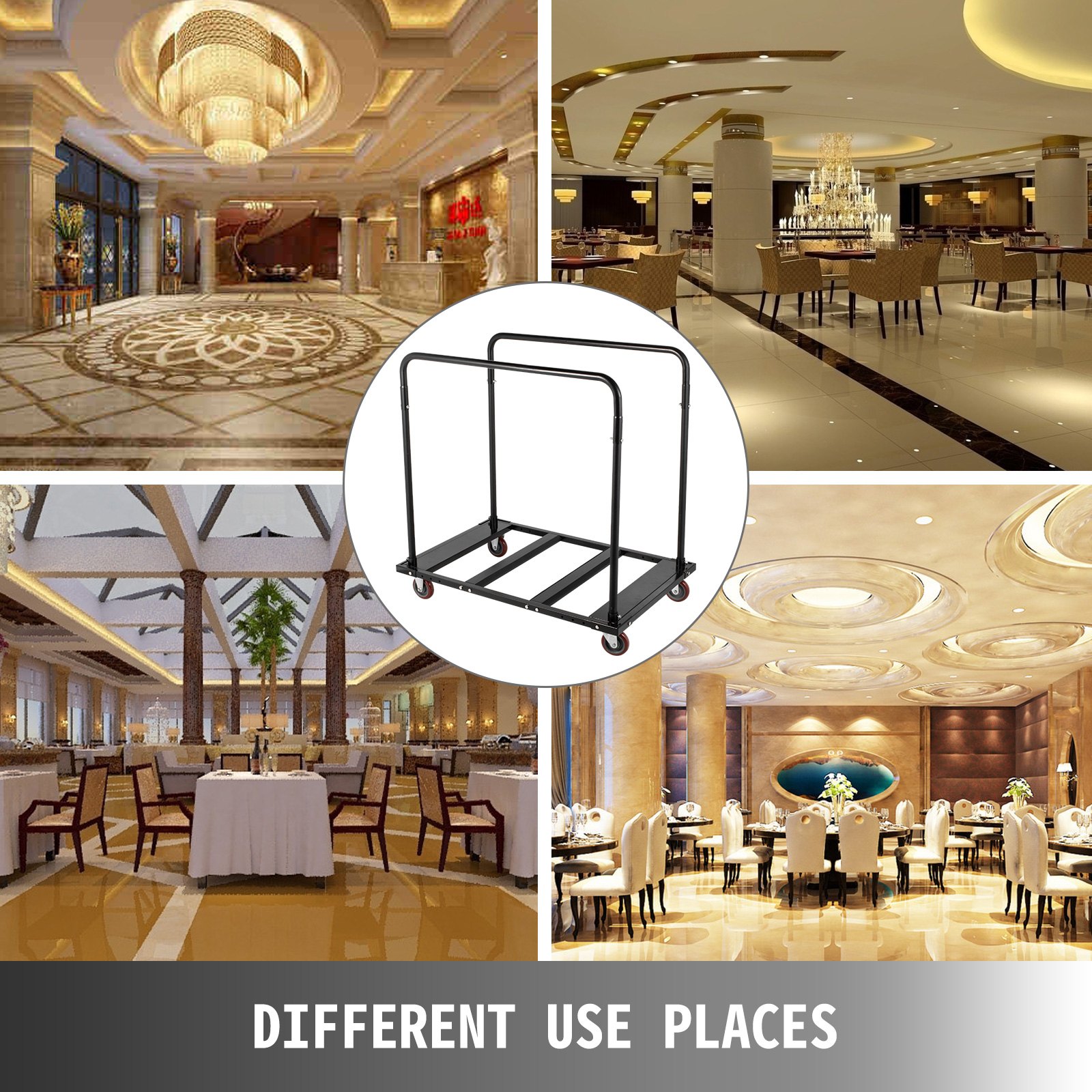 60'' Round Folding Table Dolly Cart Storage Party Event Rental ...