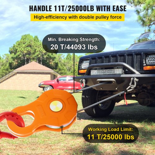 VEVOR Snatch Block, 11T/25,000 LBS Working Load Limit, Heavy Duty Winch ...