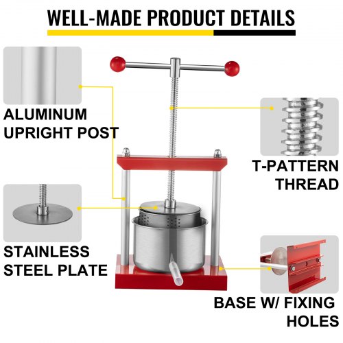 VEVOR VEVOR Wine Presser Grape Press for Wine Making 6L Fruit Tincture ...