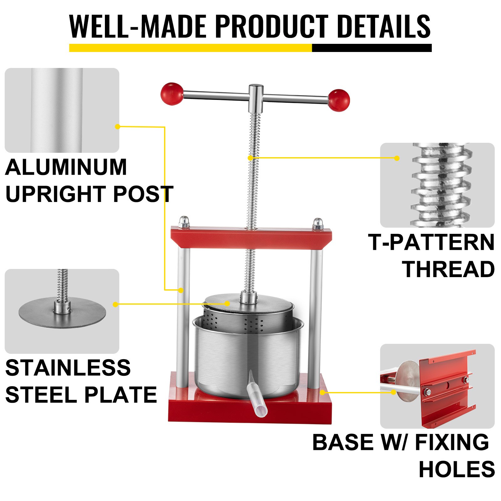 VEVOR VEVOR Wine Presser Grape Press for Wine Making 6L Fruit Tincture ...