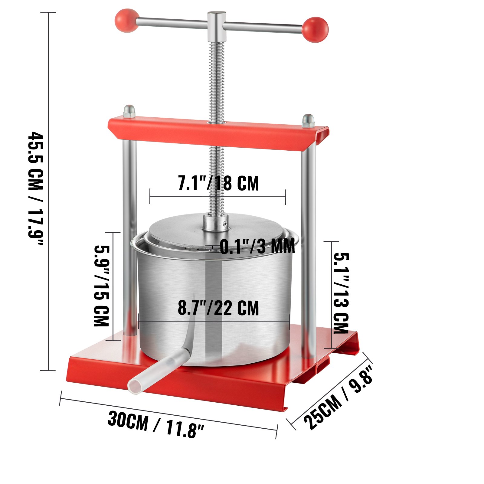 VEVOR Fruit Wine Press, 1.45Gal/5.5L Grape Press for Wine Making, Wine ...