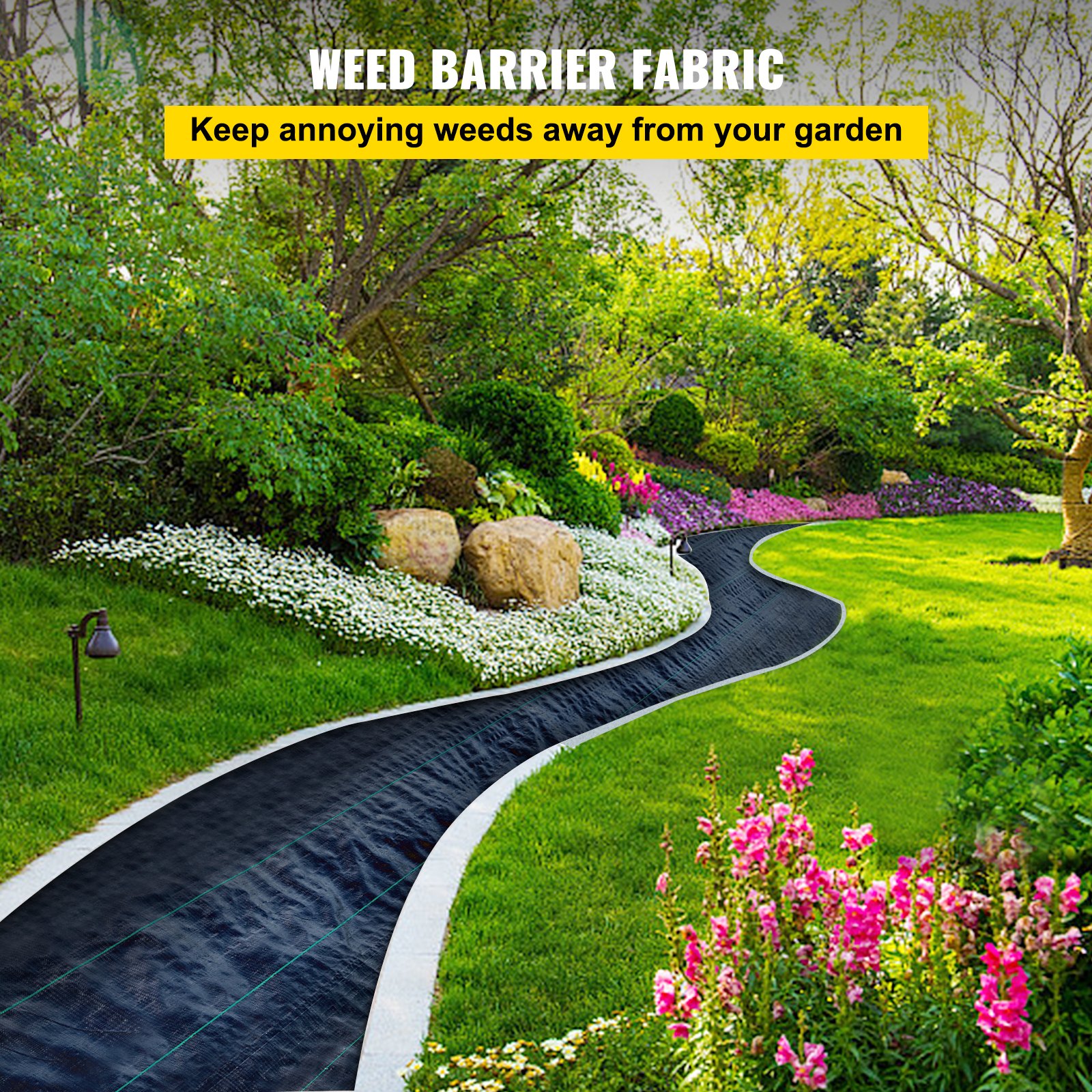VEVOR Weed Barrier Landscape Fabric, 4 x 250 FT Geotextile Underlayment ...