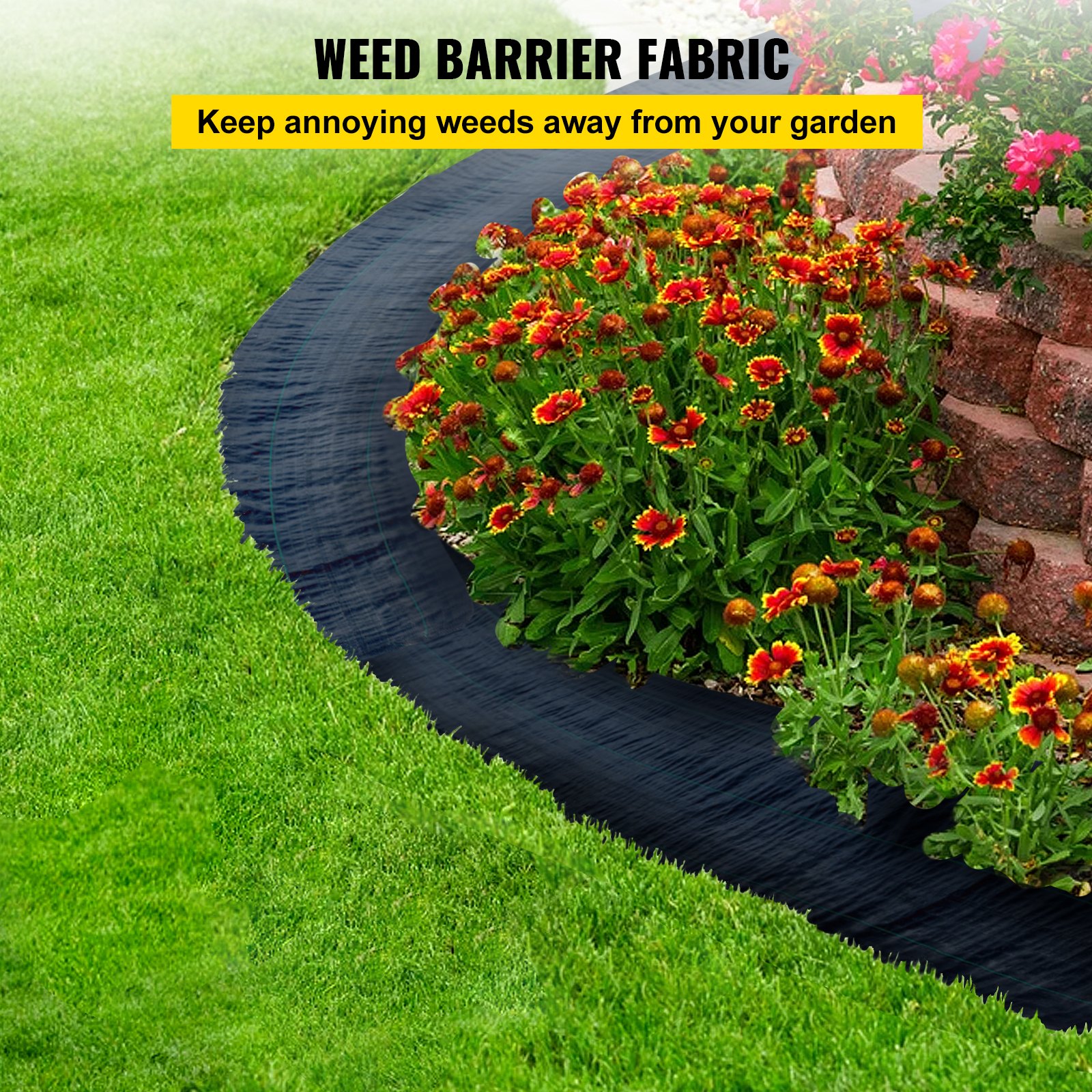 20 year 6x300 ft Heavy Duty PP Woven Weed Barrier Landscape Ground ...