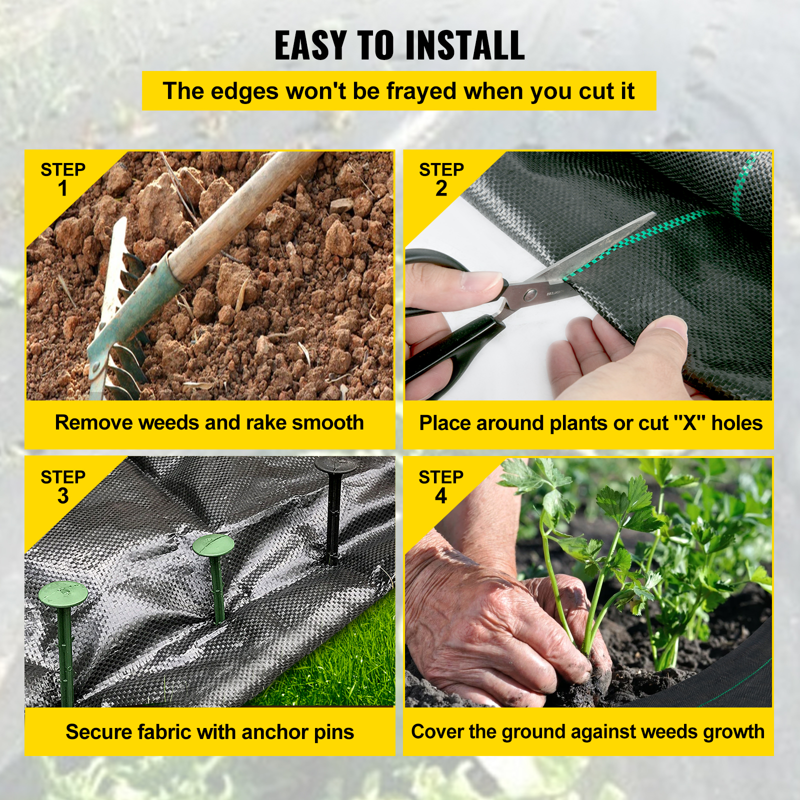 20 YEAR 6x300 ft Heavy Duty PP Woven Weed Barrier Landscape Ground ...